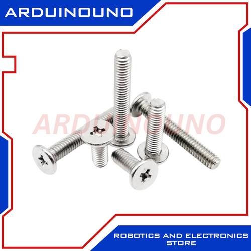 Jual Cross JF FLAT HEAD M3x20 mm ss304 Stainless Steel screw segitiga ...