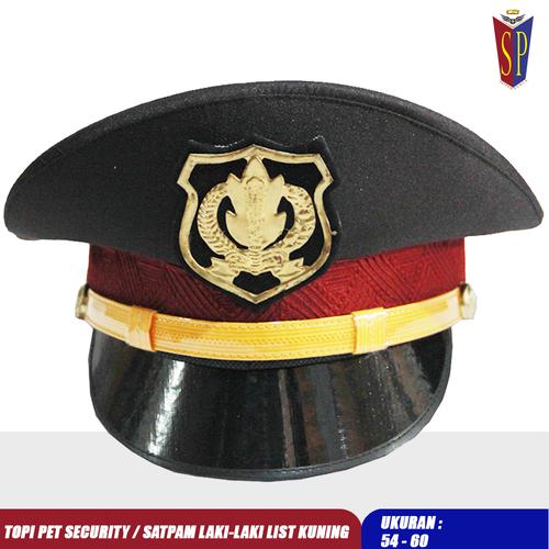 Jual Topi Pet Satpam Coklat - Topi Pet Security Coklat - Lis Putih, 56 ...