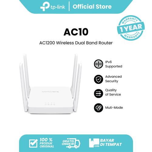 Promo Mercusys router AC10 AC1200 300Mbps wireless dual band 4 antena ...