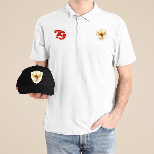 Jual Kaos Polo Shirt Tshirt HUT RI 79th Pria BONUS TOPI Baju Kerah Polo Distro Pria Kemerdekaan ...