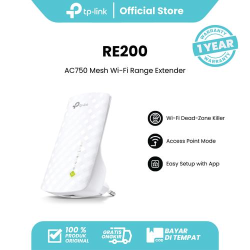 Jual TP-LINK RE200 AC750 WiFi5 Range Extender Access Point100Mbps Port ...
