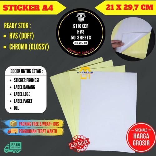 Jual STIKER LABEL A4 ISI 50 LEMBAR / KERTAS STICKER UKURAN A4 - HVS A4 ...