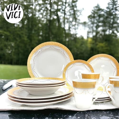 Promo Vicenza Perlengkapan makan D16 padi Dinner set lengkap 12 piring ...
