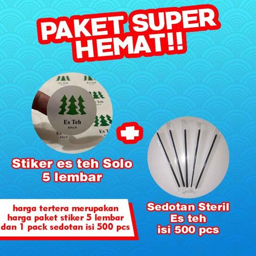 Jual paket stiker es teh solo 10 lembar + sedotan es teh / paket stiker ...