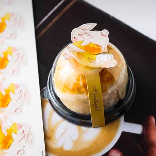 Jual Stiker mooncake label kue bulan 3D stiker rabbit mooncake sticker ...