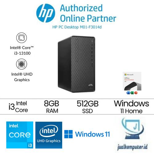 Jual HP PC Desktop M01-F3014d Core i3-13100 8GB 512GB SSD Win 11+OHS ...