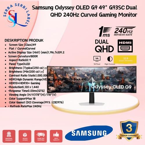 Jual Samsung Odyssey OLED G9 49" G93SC Dual QHD 240Hz Curved Gaming ...