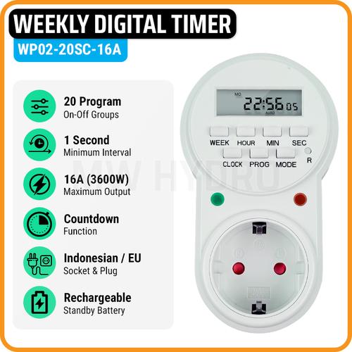 Jual Programmable Weekly Digital Timer Plug Socket Switch - Timer Stop ...