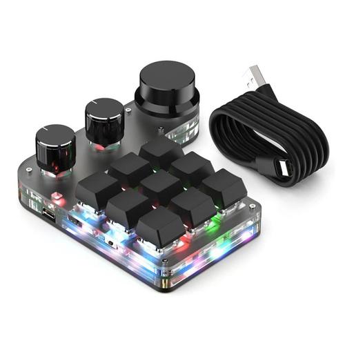 Jual Custom Macro Keyboard Hot Swap Mini 9 Keys 3 Knob RGB Program 18 ...