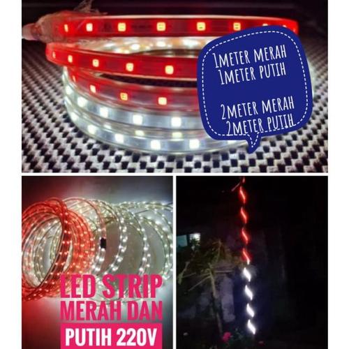 Jual LAMPU LED STRIP MERAH DAN PUTIH 220V PLUS ADAPTOR - 1METER+1METER ...