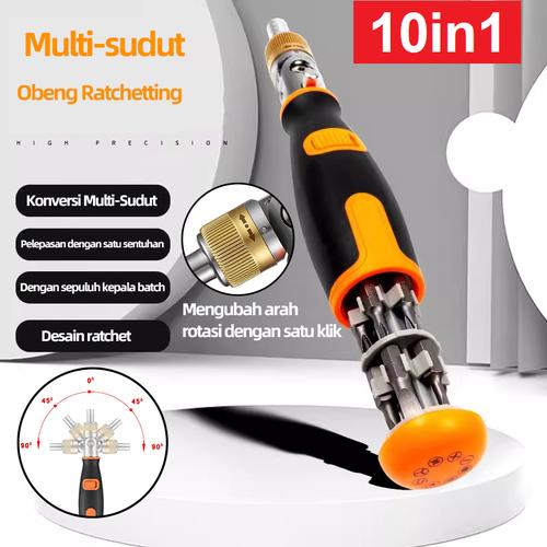 Jual Obeng Bit Rachet Dua Arah 10 In 1 Multi Bit 1/4 inch Attachment ...