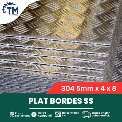 Jual Plat Bordes Stainless Steel SS 304 Tebal 5mm x 4 x 8 Feet / 1200 x 2400 mm / 120 x 240 cm ...