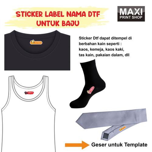 Jual Stiker Nama Baju / Stiker DTF / Stiker kain tinggal Setrika 1 ...
