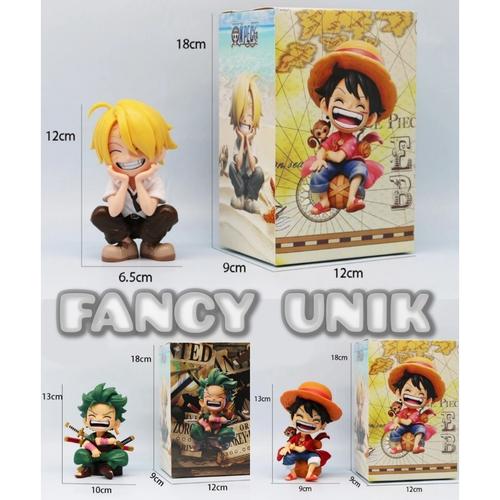Jual Figure Anime One Piece Happy Chibi Luffy Sanji Zoro Sitting ...