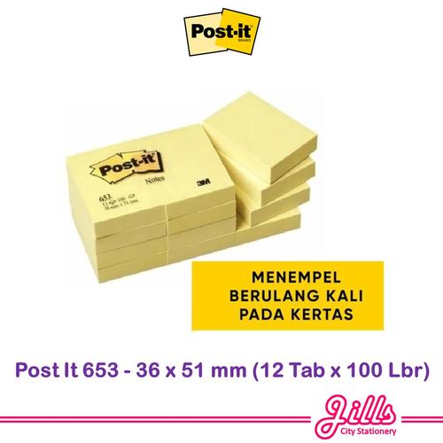 Jual Post It Kecil / Sticky Notes 653 (12 Pad Kuning x 100 Lbr) - Kab ...