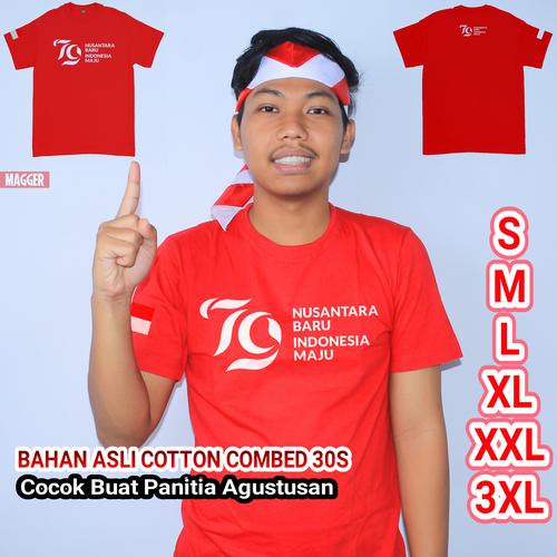 Jual Kaos HUT RI 79 2024 Kaos Agustusan Variasi 1 - Merah, M - Kab ...