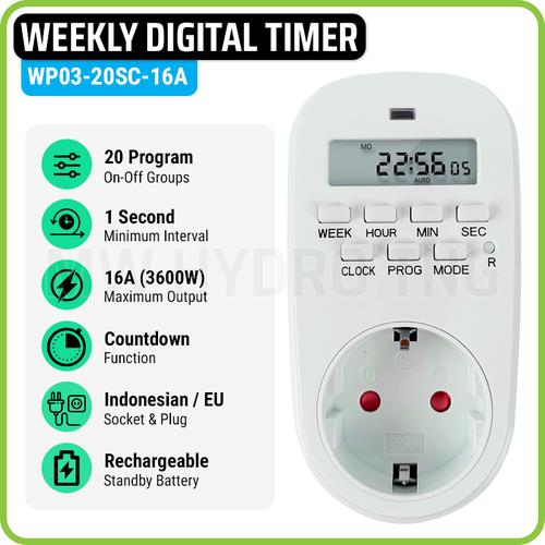 Jual Programmable Weekly Digital Timer Plug Socket Switch - Timer Stop Kontak - 20 Program On ...