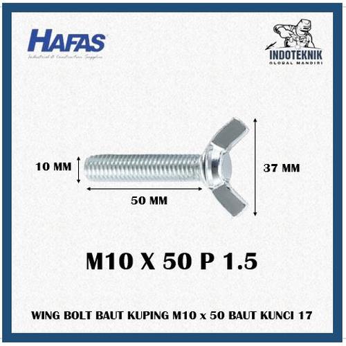 Jual Wing Bolt M10 x 50 Putih / Kuning Baut Kuping M10 x 50 Baut Kupu ...