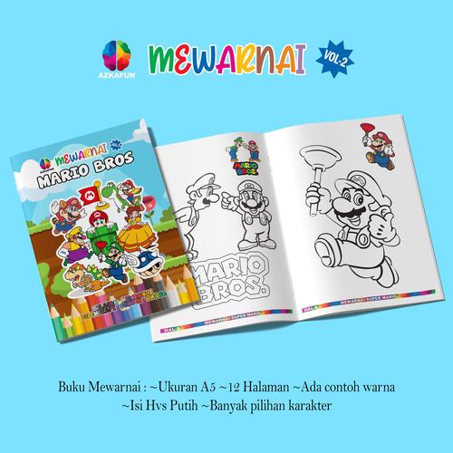 Jual Buku Mewarnai Vol-2 - buku mewarnai karakter anak - MARIO BROS ...