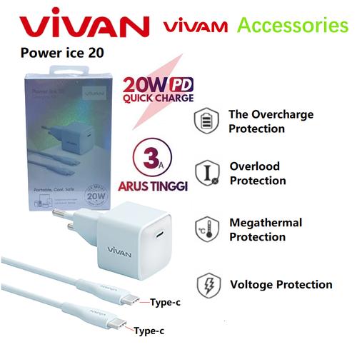 Jual Vivan Power Ice 20 USB-C Charger Adaptor Adapter 20W with Cable ...