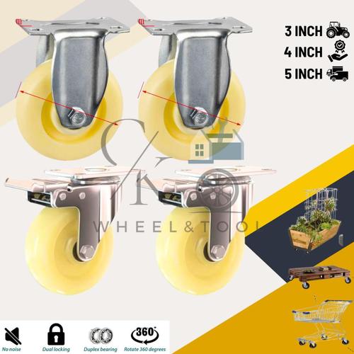 Jual RODA CASTER NYLON SET 4 PC REM MATI MEDIUM HEAVY UKURAN 3 4 5 INCH ...