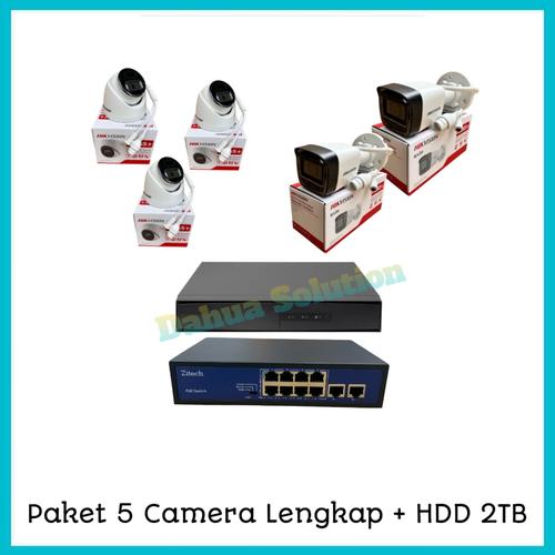 Jual Paket IP Camera Hikvision CCTV 5 Camera Nvr 8 Channel Include ...
