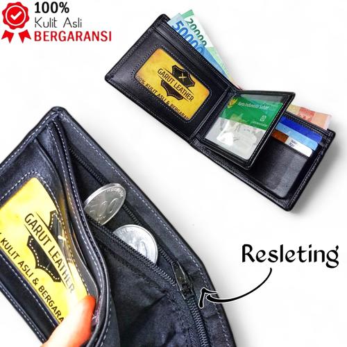 Jual Dompet Pria Resleting 100% ORIGINAL Kulit Asli Garut - Hitam - Kab ...