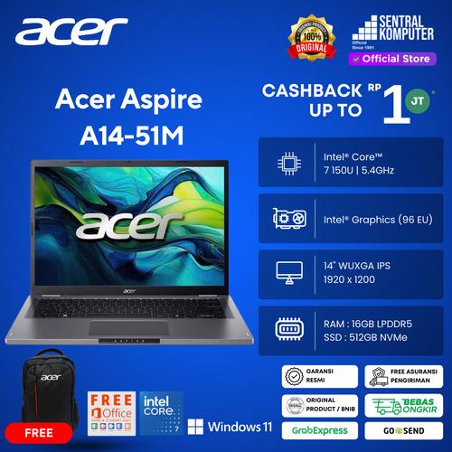 Promo ACER Aspire 14 A14-51M Core 7-150U DDR5 16G 512G 14" WUXGA IPS ...