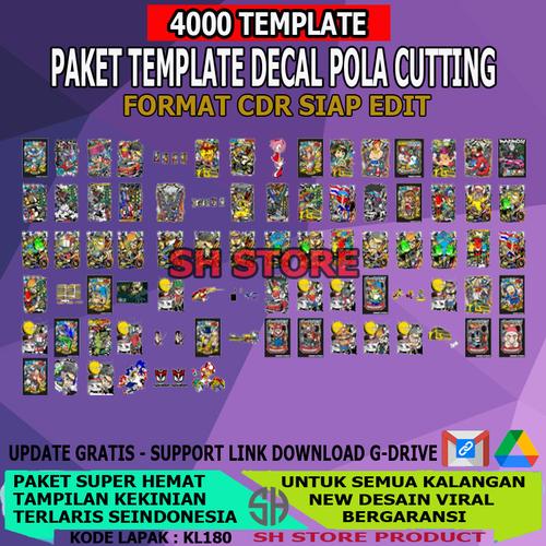 Jual 4000 TEMPLATE DECAL POLA CUTTING STICKER CDR COREL - Kota Bekasi ...