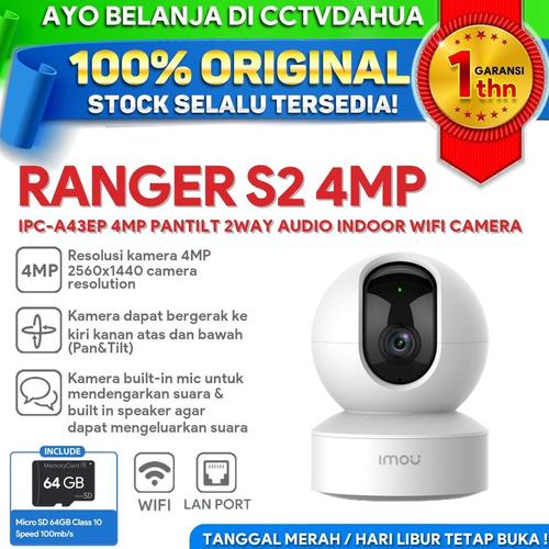 Jual IMOU RANGER S2 IPC-A43EP 4MP 2WAY AUDIO WIFI CAMERA FREE MICROSD ...