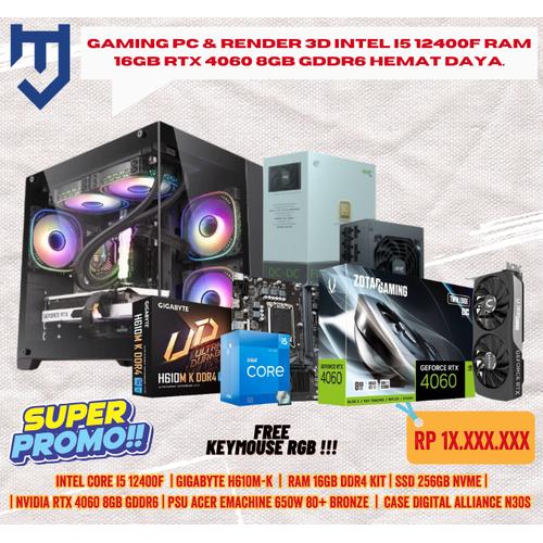 Jual Gaming PC & Render 3D Intel I5 12400F RAM 16GB RTX 4060 8GB GDDR6 ...