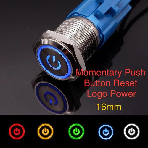 Jual Saklar Momentary 220V 16Mm Logo Power Push Button Switch - Kuning ...