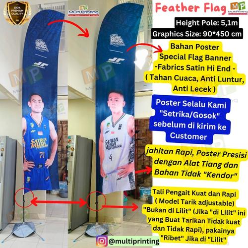 Jual Flag Banner+ Feather Flag 5 meter+ Flag Banner 5m + Flying Banner ...