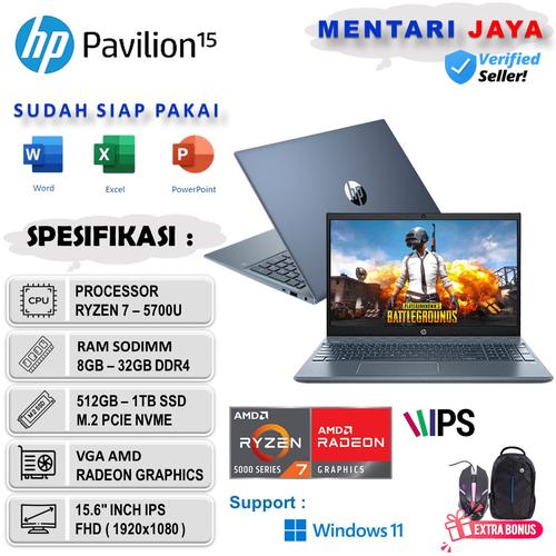Jual laptop gaming hp pavilion 15 ryzen 7 5700 32gb 1tb ssd win 11 full ...