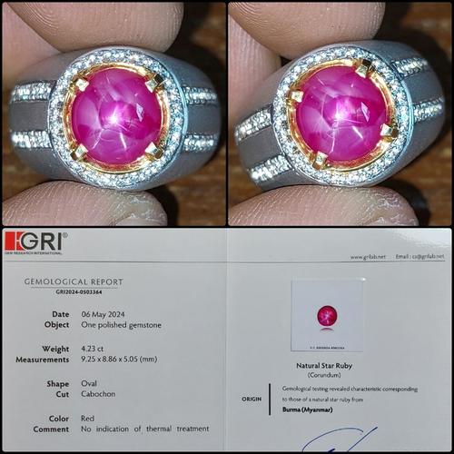 Promo Natural Red Ruby Star NH No Heat Burma Myanmar King Of Gemstone Batu Permata Langka ...