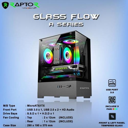 Jual Casing PC MATX Power Up Glass Flow A Free 3 Fan RGB - M-ATX ITX ...