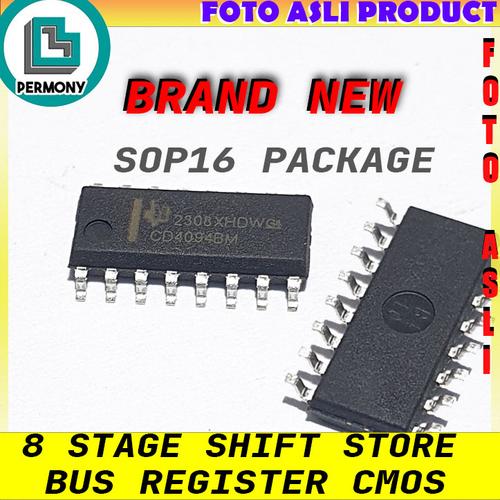 Jual CD4094 smd ic 8-bit shift register and 3 STATE 8 bit latch ...