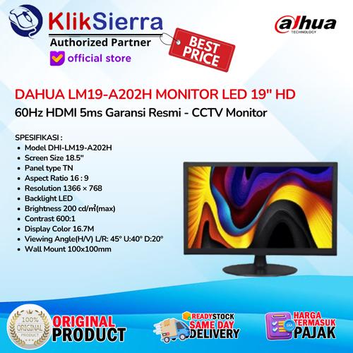 Jual DAHUA Monitor LED 19’’ 22" 24" Inch DHI-LM19-A200 Garansi Resmi 2Thn - 19" HD HDMI, Tanpa ...