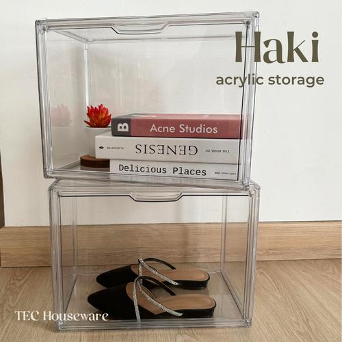 Promo 【TEC】HAKI Transparent Acrylic Book Magazine Organizer Storage Box ...