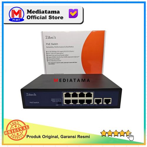Jual PoE Switch Zitech ZT HN8H2 96 V2 10 Port Switch with 8 PoE Ports ...