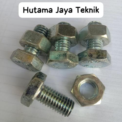 Jual Baut Mur M10 x 20mm panjang 2 cm Drat Kasar p 1.5 kunci kepala 17 ...