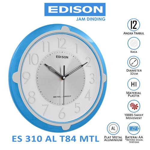 Jual Jam Dinding Edison Sweep ES 310 AL T84 Metallic Timbul Aluminium ...