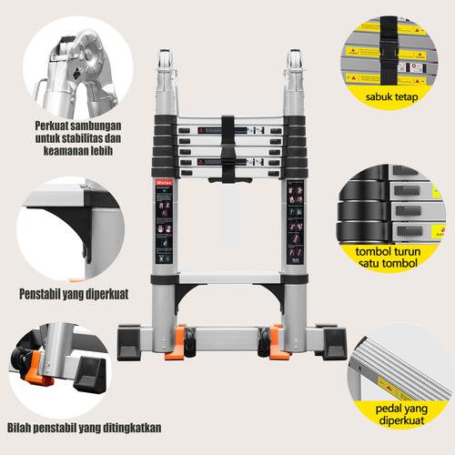 Jual Tangga lipat aluminium teleskopik 5m double telescopic ladder - 2. ...