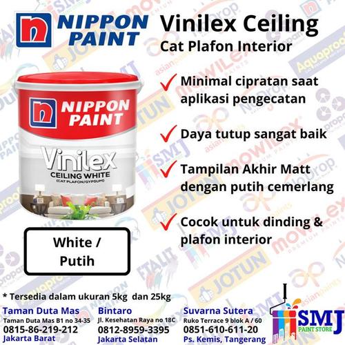 Jual Code Cat Plafon Gypsum Nippon Paint Vinilex Ceiling Putih / White ...