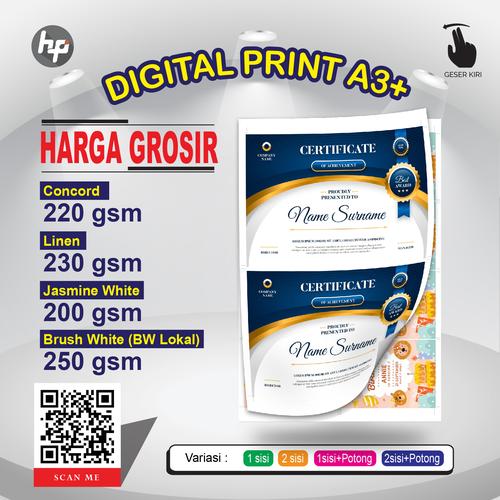 Jual Cetak / Digital Print A3 Plus Kertas karton Concord, Line, Jasmine ...