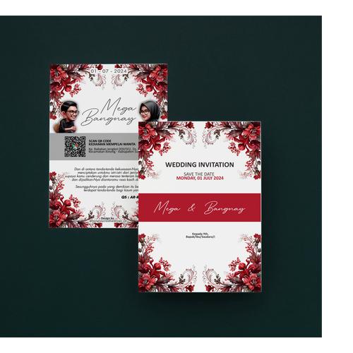 Jual UP-001 Undangan pernikahan dengan sabuk exclusive Maroon Lipat 2 ...