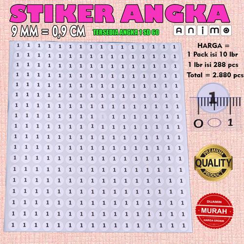Jual LABEL - STIKER ANGKA SIZE - 2 - Jakarta Utara - ANIMO LABEL ...
