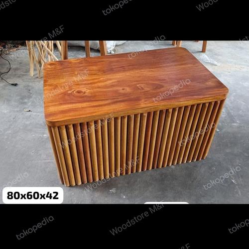 Jual Meja persegi panjang bawahan kayu bentuk ruji meja minimalis ...