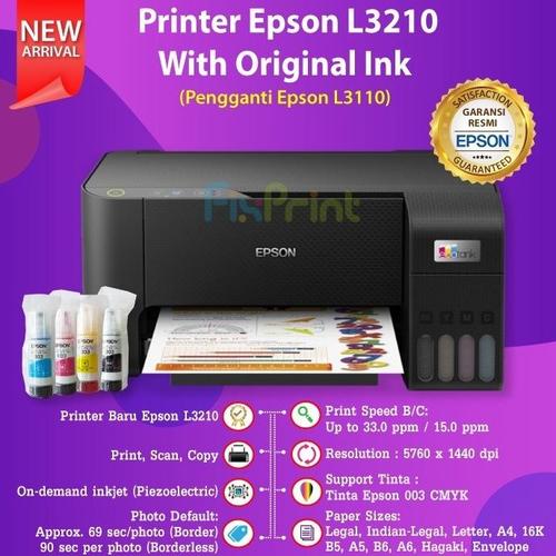 Jual Printer Epson EcoTank L3210 Black L3216 White (Print - Scan - Copy) All in One New ...