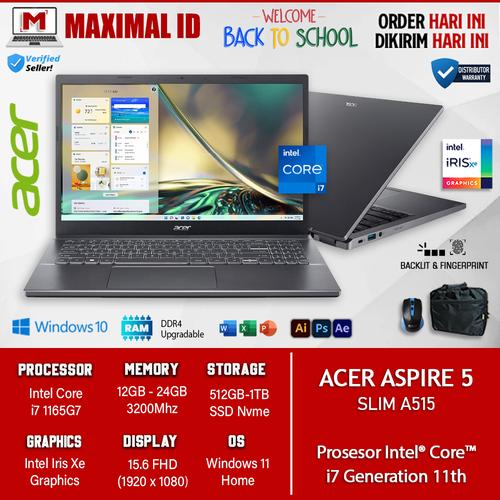 Jual Laptop Acer Aspire 5 SLIM A515 Intel i7 1165G7 Ram 24GB 1TB SSD ...